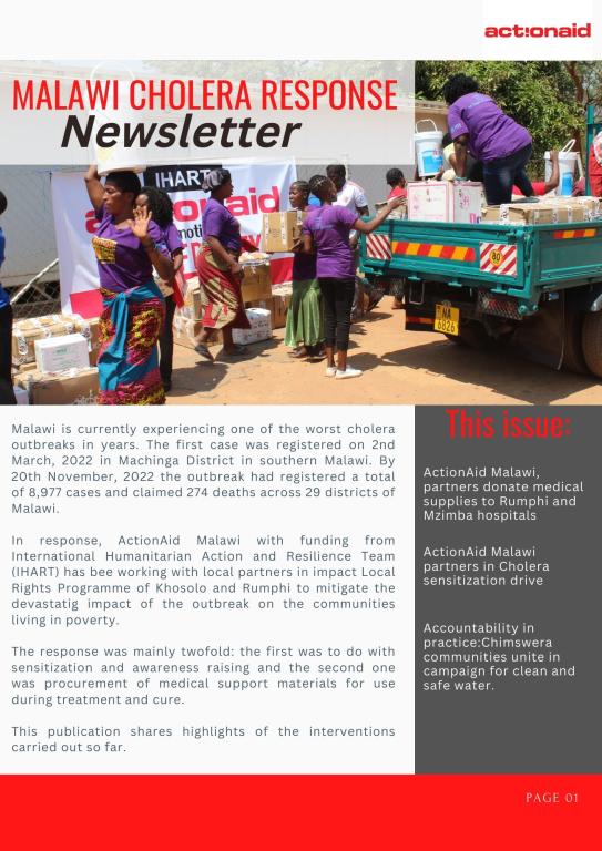 AAM Cholera Outbreak Response | ActionAid Malawi AAM Cholera Outbreak Response | ActionAid Malawi
